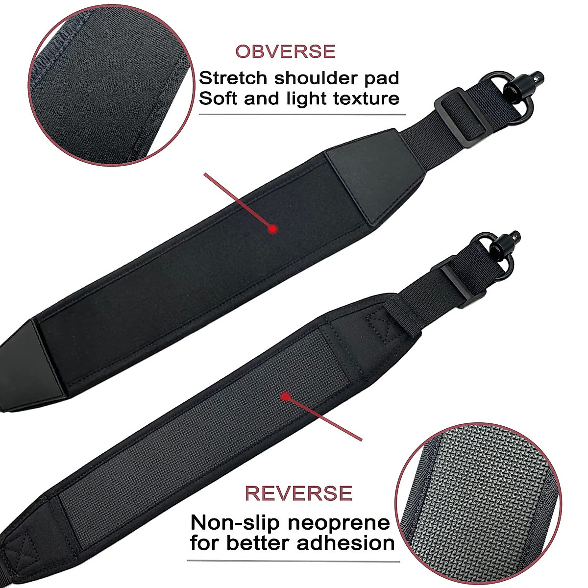 VVAAGG Two-Point QD Rifle Sling with 2-Pcs QD Sling Swivels, Durable Non-Slip 2.5" Extra Wide Design Padded Sling Quick Adjustable Length Rifle Strap