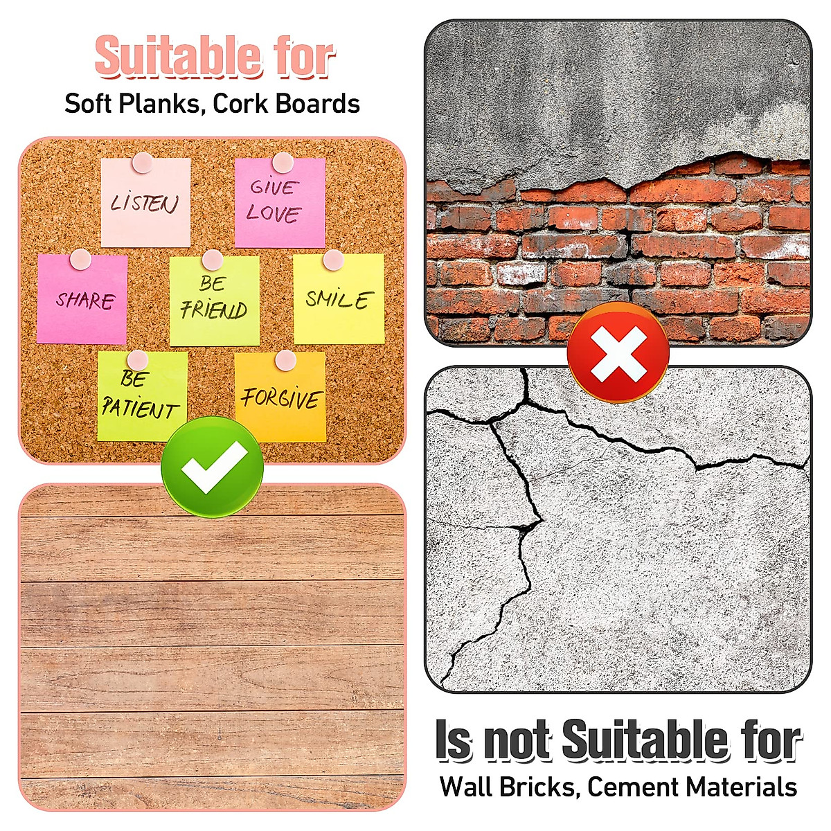 Grtard Steel Thumb Tacks 300 Pack, Thumb Tack Push Pins Silver Round Head Pins Office Thumbtack, Push Pin for Home, School, Sharp Steel Points 3/8 Inch Head, Silver