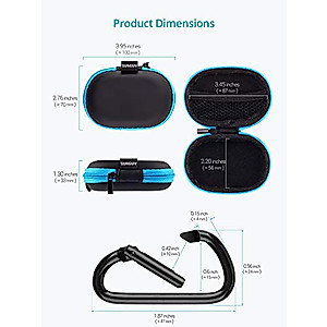 Earbuds Carrying Case, SUNGUY【2Pack, Red+Blue】 Small Oval Storage Cases, Portable Storage Earbud Pouch Bag for Earbuds, in-Ear Headphones, Earphones, Headsets, Hearing Aids, USB Charging Cable,