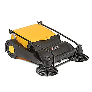 Industrial Push Sweeper 32" Cleaning Width Black and Yellow