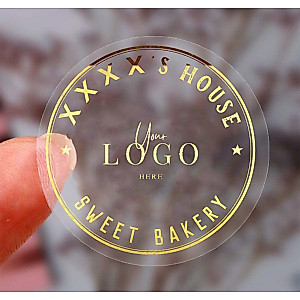 Custom Clear Stickers Personalized Circle Labels Stickers Handmade Website Your Business Logo Custom Metallic Gold Stickers for Wedding Favor Party Baptism