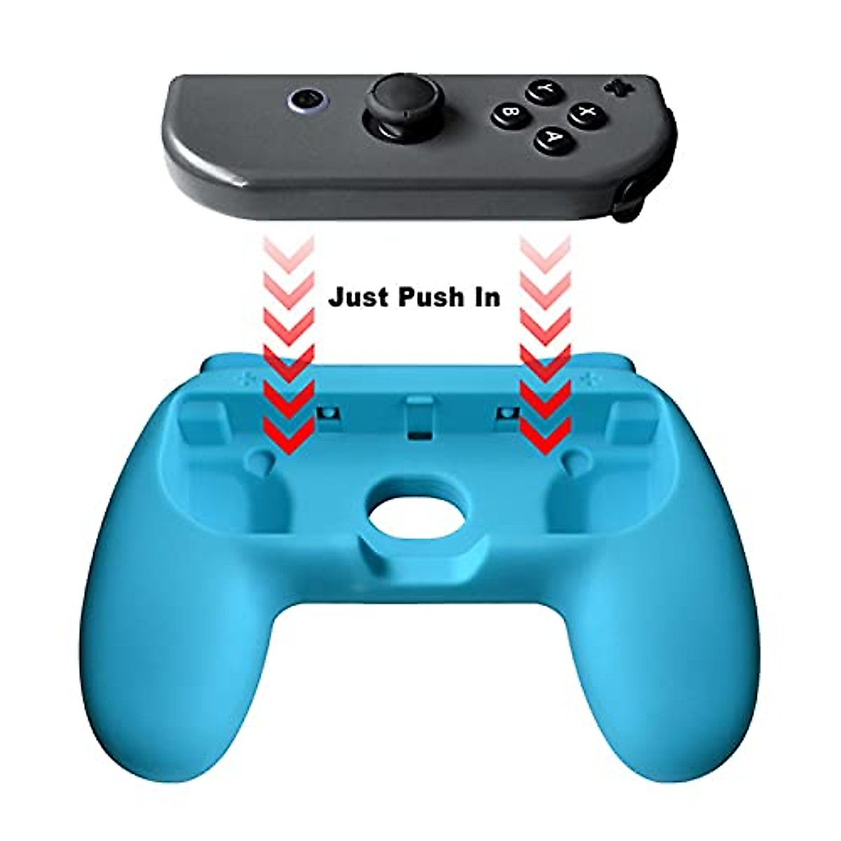 Games Grips, Joypad Protective Skin Made of ABS Material for Protect Your Controllers from Everyday Wear and Tear for Long‑Term Use(Red + Blue 2 Packs)