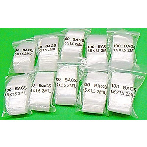 iMBAPrice Clear Reclosable Poly Bags(1.5" x 1.5" Inch) Case of 1000 Bags
