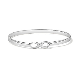 Engravable Sterling Silver Infinity Bangle Bracelet, 7 inches - Infinity Jewelry - Personalized Bracelet for Women - Couples Bracelet - Gift for Girlfriend - Birthday Gift for Wife - Gifts for Mom