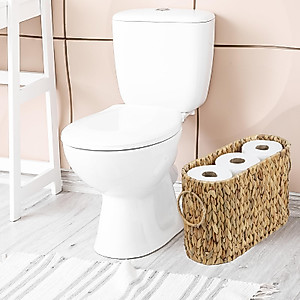 Toilet Paper Storage, Water Hyacinth Bathroom Toilet Paper Basket for Storage, Toilet Paper Holder Wicker Basket for 6 Mage Rolls, Bathroom Accessories Organizer