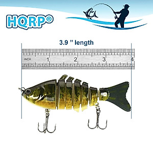 HQRP 3pcs 3.9" Fishing Lures 0.6oz Freshwater Lakes River Fish Baits Topwater Jointed Multi-Section S-Shaped Tackle for Bass Trout Musky Pickerel Pike Yellow Perch Walleye Roach Spanish Mackerel