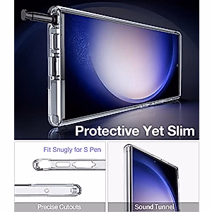 VOFATA Crystal Clear Designed for Samsung Galaxy S23 Ultra Case [Anti-Yellowing] [10FT Military Grade Drop Protection] Shockproof Hard PC Back Phone Case for Galaxy S23 Ultra Case(2023) - Clear