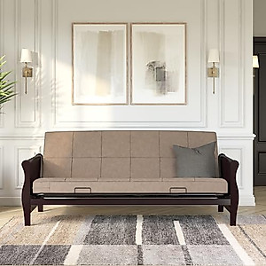 DHP Lexi 6 Inch Square Quilted Microfiber Futon Mattress, Full, Tan