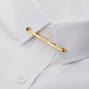 AnotherKiss Men's Silver Tone and Gold Tone Tie Collar Bar Pin Set - 4 Pcs