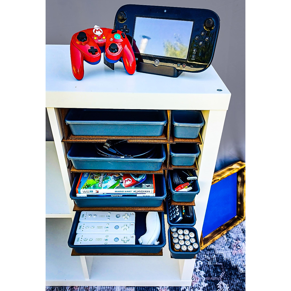 8-Section Insert with Slide-Out Bins, Compatible with IKEA KALLAX Shelf Unit