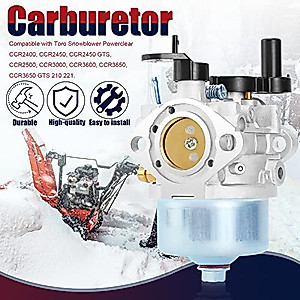 QAZAKY Carburetor for 801396 801233 801255 38518 38584 38538 084133 084233 084332 084333 Toro 38581 38582 38583 38584 38600 38601 38602 38603 38610 38611 CCR2400 CCR3000 CCR3600 CCR3650 CCR3650 GTS210
