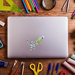 3.25" DoodleBob angry pencil drawing Spongebob Laminated Sticker Laptop Sticker classic retro nostalgic cartoons gift perfect for tablet pc tumbler phone mug kindle and more