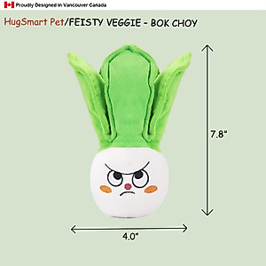 HugSmart | Vegetable Dog Toys (3-Pack) Interactive Chew Dog Rope Toy + Two Hide and Seek Dog Toys | Squeaky, Nosework, Plush Toy for Small Medium Breeds (Bok Choy, Radish & Avocado)