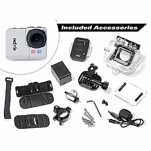 Pyle Expo Sports Action Camera - HD 1080P Mini Hi-Res Camcorder w/ Wifi, 20MP Cam, 2" Screen USB SD Card HDMI, Battery - Waterproof Case, USB Cable, Wireless Remote Control, Mount - PSCHD90SL (Silver)