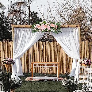 INIFLM 25.6in Wedding Peony Rose Arch Flower Swag with Green Leaves,Decorative Floral Swag Front Door Peony Arch Garland Swag for Wall Window Home Garden Party Decor, Pink