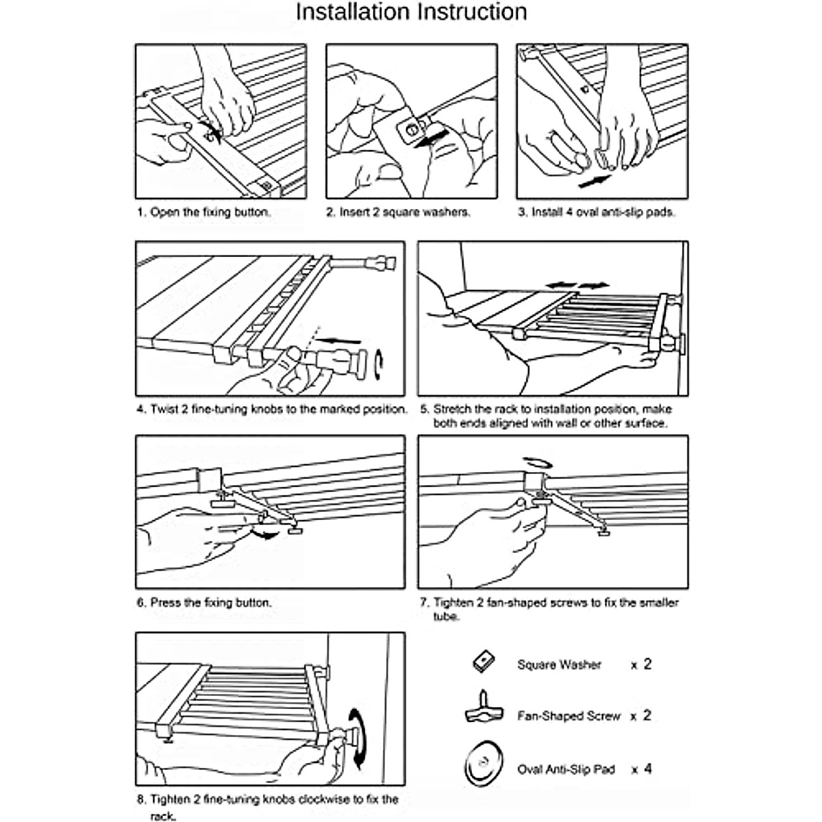 Tension Shelf & & Rod Expandable Adjustable Storage Rack Separator Cupboard Divider Closet Shoes Wardrobe Organizer DIY for Bedroom (24cm Wide, Adjustable Length 46-75cm)