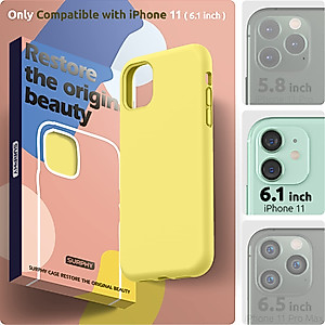 SURPHY Compatible with iPhone 11 Case 6.1 inch, Thickening Design Liquid Silicone Phone Case (with Microfiber Lining) for iPhone 11 2019, Yellow