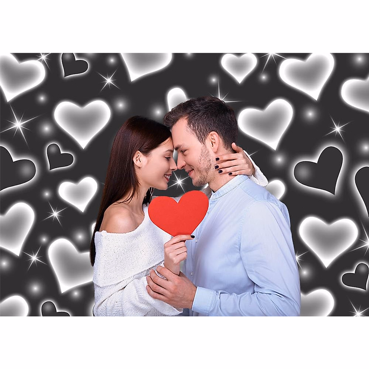 Mocsicka Black Heart 2000s Backdrop for Photoshoot 90s Photo Backdrop Decorations Old School Love Heart Women Men Happy Birthday Photography Background Banner Photo Booth