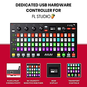 AKAI Professional Fire (Controller Only) – USB MIDI Controller for FL Studio with 64 pad RGB Clip / Drum Pad Matrix