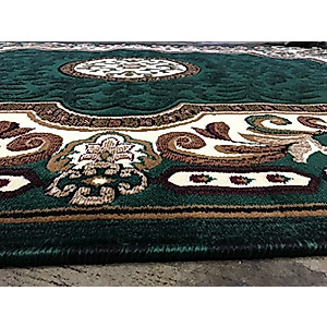 Kingdom Traditional Area Rug Hunter Dark Green Persian Design D123 (8 Feet X 10 Feet)