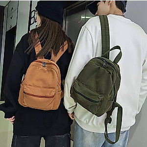 Phaoullzon Girls Mini Backpack Purse for Women Kids Canvas Small Casual Daypack Tiny Cute Travel Bag,Olive green