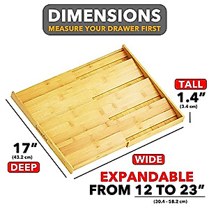 SpaceAid Bamboo Spice Drawer Organizer, Expandable 4 Tier Spices Rack for Cabinet Drawer, Kitchen Seasoning Storage Drawer Insert Organization (Jars Not Included, From 12" to 23" Wide)