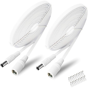 2-Pack DC Extension Cord 5.5mm x 2.1mm 10ft,12v DC Power Extension Cable for Security Camera,Dvr Standalone LED Strip,Car,CCTV IP Surveillance,5v 9v 24v 12 Volt Male to Female Plug Supply Adapter