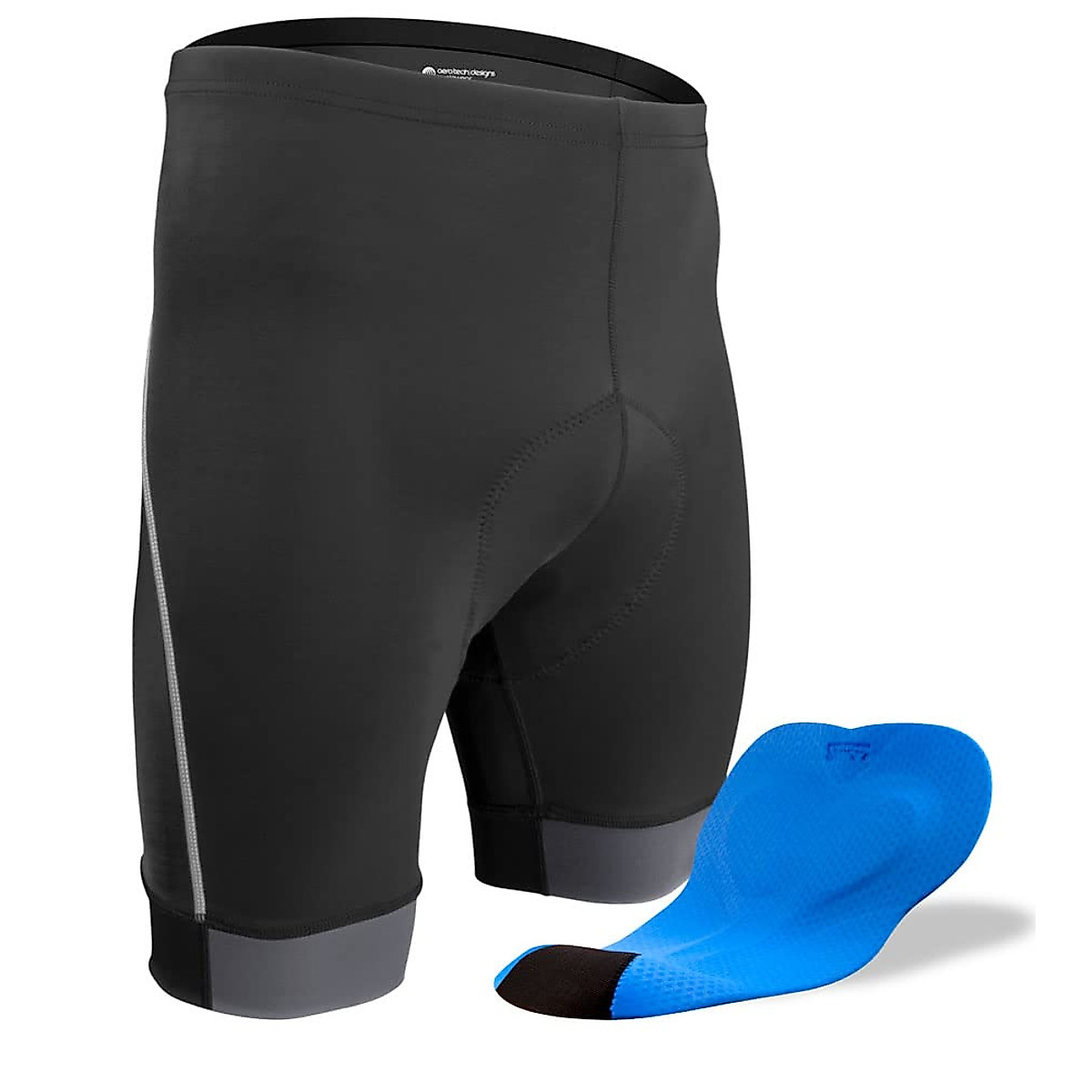AERO|TECH|DESIGNS | Big Men's Clydesdale Padded Bike Shorts | 1X-Large | Charcoal