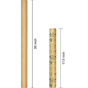 RUSPEPA Kraft Wrapping Paper Roll - Mini Roll - Mr. & Mrs. Pattern Great for Wedding, Anniversary - 17.5 Inches X 32.8 Feet
