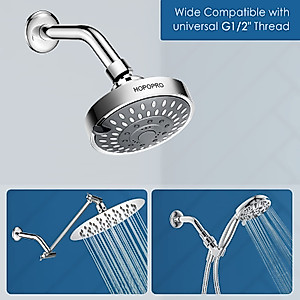 HOPOPRO NBC News Consumer Reports Recommended Shower Brand, 7 Inch High Pressure Shower Head and Shower Arm for Healthy Luxury Shower Experience Even at Low Water Flow - Chrome
