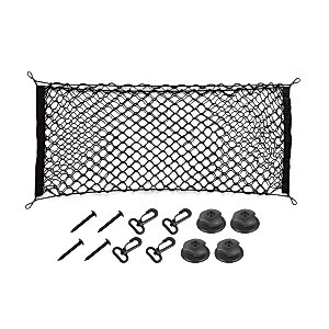 Osilly Car Rear Cargo Net, Double-Layer Adjustable Stretchable Elastic Storage Organizer Net, Trunk Cargo Storage Mesh Net with Hooks, Car Interior Accessories Fit for Car, Trucks, SUV (Small)