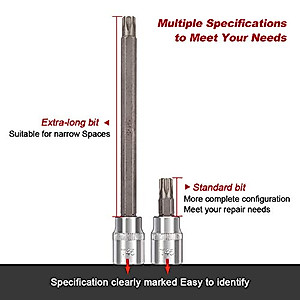 RIMKOLO 107-Piece Allen and Torx Bit Socket Set, 1/4", 3/8" and 1/2" Drive Hex/Ball End Hex/Torx/Extra Long Torx/Tamper Proof Torx SAE & Metric Bit Set