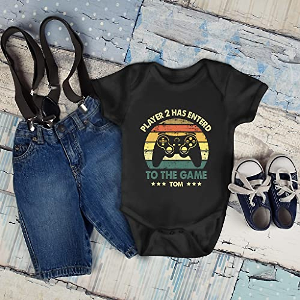 Penguin Tees Personalized Leveled Up to Daddy Player 2 Has Entered The Game Shirt Dad and Son Matching Outfits Gaming Daddy Baby Daughter Cool Infant Bodysuit Onesie