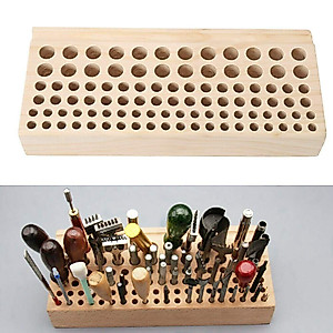 Leather Craft Working Tool Holder Rack, 98 Holes Leather Crafting Tool Wooden Holder Storage Box Rack Organizer