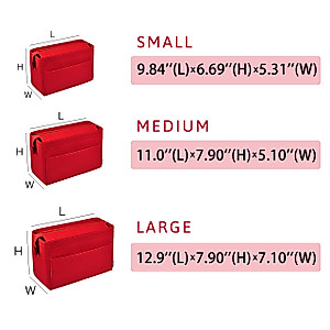 Vercord Felt Zipper Handbag Tote Purse Duffel Backpack Organizer Insert Red Medium