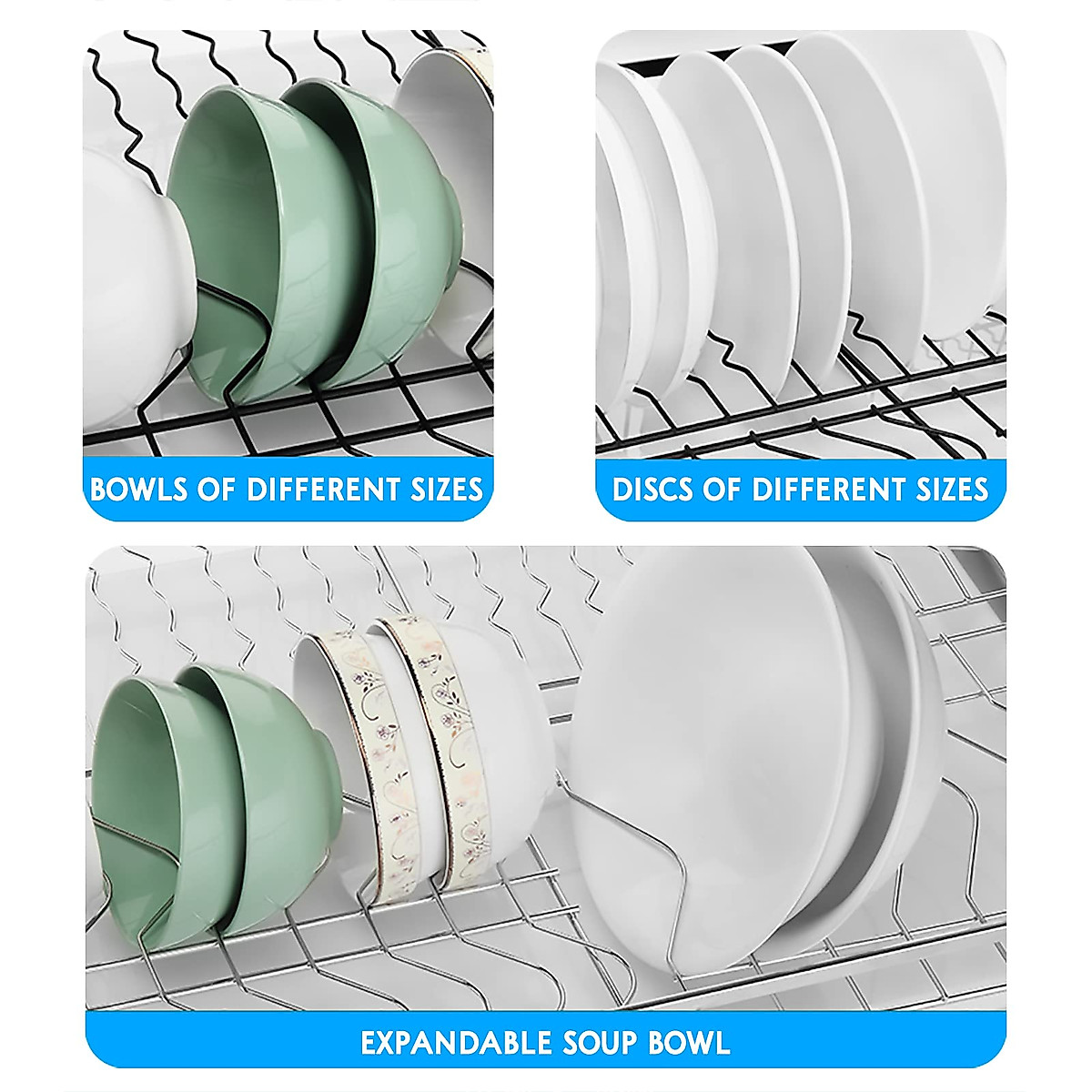 Stainless Steel Pull Out Cabinet Drawers Pantry Pull Out Basket Cabinet Organizer for Home, Kitchen, Bathroom Deepen 2-Tier Metal Sliding Baskets w/Soft-Close Pull Out Storage for Pots and Cans