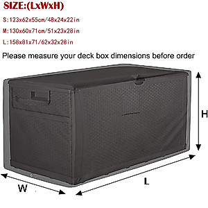 Patio Deck Box Cover Skyour Heavy Duty 420D Oxford Waterproof Bench Outdoor Storage Deck Boxes Covers Garden Furniture Table Ottoman Dust Cover (Black, L: 62x32x28in)