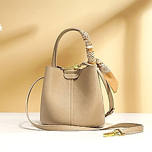 Leather Texture Bucket Bag Ladies Tote Bag Large Capacity Cross-Body Cabbage Basket Bag green