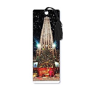 Dimension 9 3D Lenticular Bookmark with Tassel, Rockefeller Center Christmas Tree, Winter in New York City Series (LBM082)