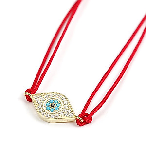 WISTIC Evil Eye Bracelets Adjustable Charm Lucky Protection Spiritual Kabbalah Red/Black String Thread Bracelet Anklet Jewelry for Women Men Friendship (Red Evil Eye)