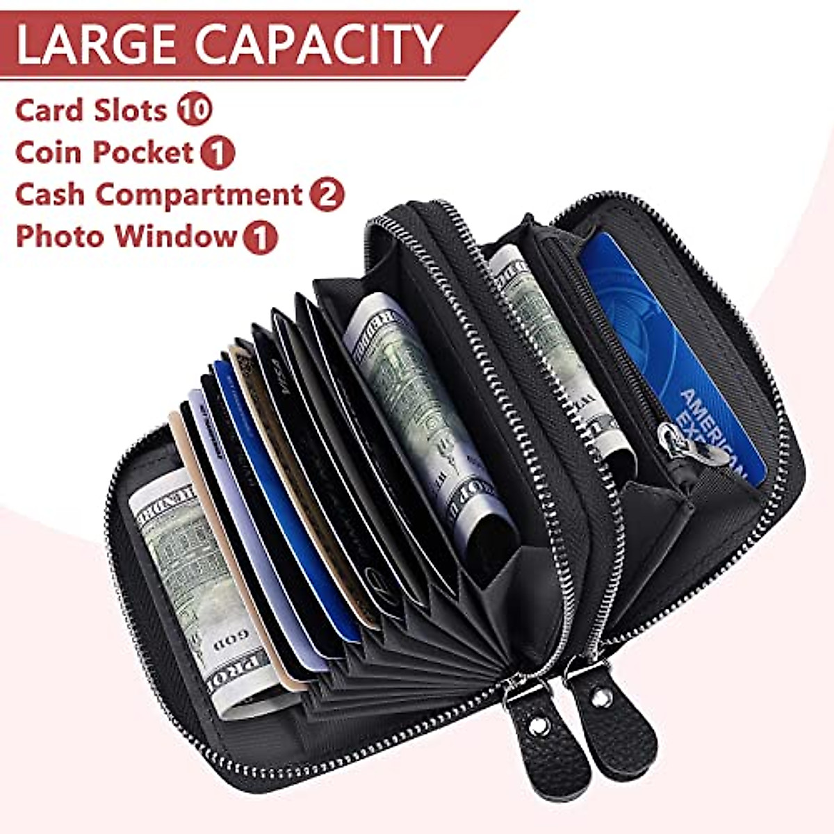 RFID Blocking Leather Wallet for Women,Excellent Women's Genuine Leather Credit Card Holder