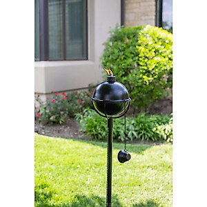 BIRDROCK HOME Outdoor Torches - Durable Construction, Modern Design, Weather Resistant, Citronella Oil Compatible, Ideal for Backyards, Patios, Pathways - Bora Bora Black, 4 Pack