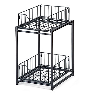 Collections Etc 2 Tier Wire Basket Expanding Cabinet Storage Caddy