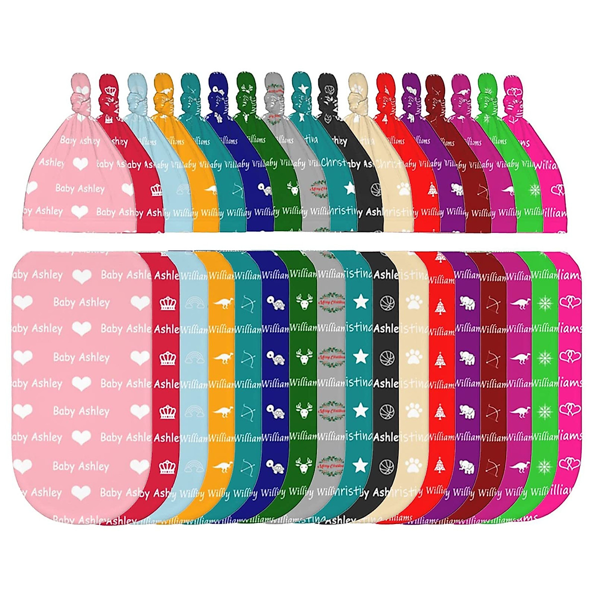 Boffihuxaw Personalized Baby Blanket Custom Swaddle and Hat Set with Name for Girl Boy Customized Newborn Infant Toddler Blanket Gifts