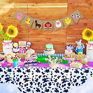 Farm Animal Burlap Banner High Chair Garland Farmhouse Hanging Pennant Birthday Party Pre-strung Bunting Baby Shower Decorations