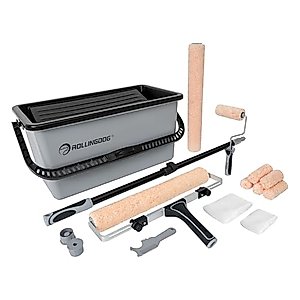 ROLLINGDOG 20PC 18 Inch Paint Roller Kit - 18 Inch Paint Roller Frame,2 to 3.2 Ft Extension Pole,Paint Bucket with Liners,18 Inch Microfiber Paint Roller Sleeves(Pack of 2),4 Inch Roller Covers