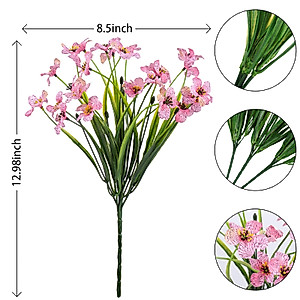 iYoucase Artificial Flowers Outdoor UV Resistant Fake Flowers 5 Bundles No Fade Faux Plastic Plants for Garden Porch Window Box Home Decoration(Pink)