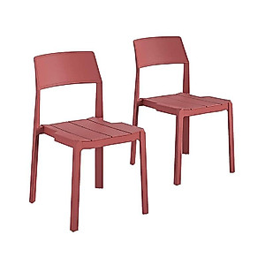 Novogratz Poolside Collection, Chandler Stacking Dining Chairs, Indoor/Outdoor, 2-Pack, Persimmon