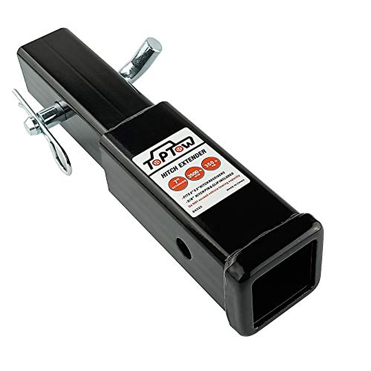 TOPTOW Hitch Extender, Fits for 2 inch Receiver, 7 inch Extension Length, with 5/8 inch Hitch Pin