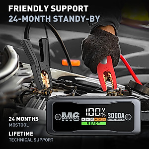 M6 3000A Peak Car Battery Jump Starter Battery Pack, Portable Jumper Box, Battery Booster Start, 12V Car Battery Charger and Jumper Cables for 10.0L Gas and 8.0L Diesel Engines